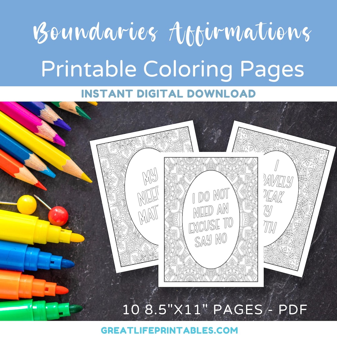 Set Boundaries Coloring Pages, Affirmation Coloring Pages, Printable ...