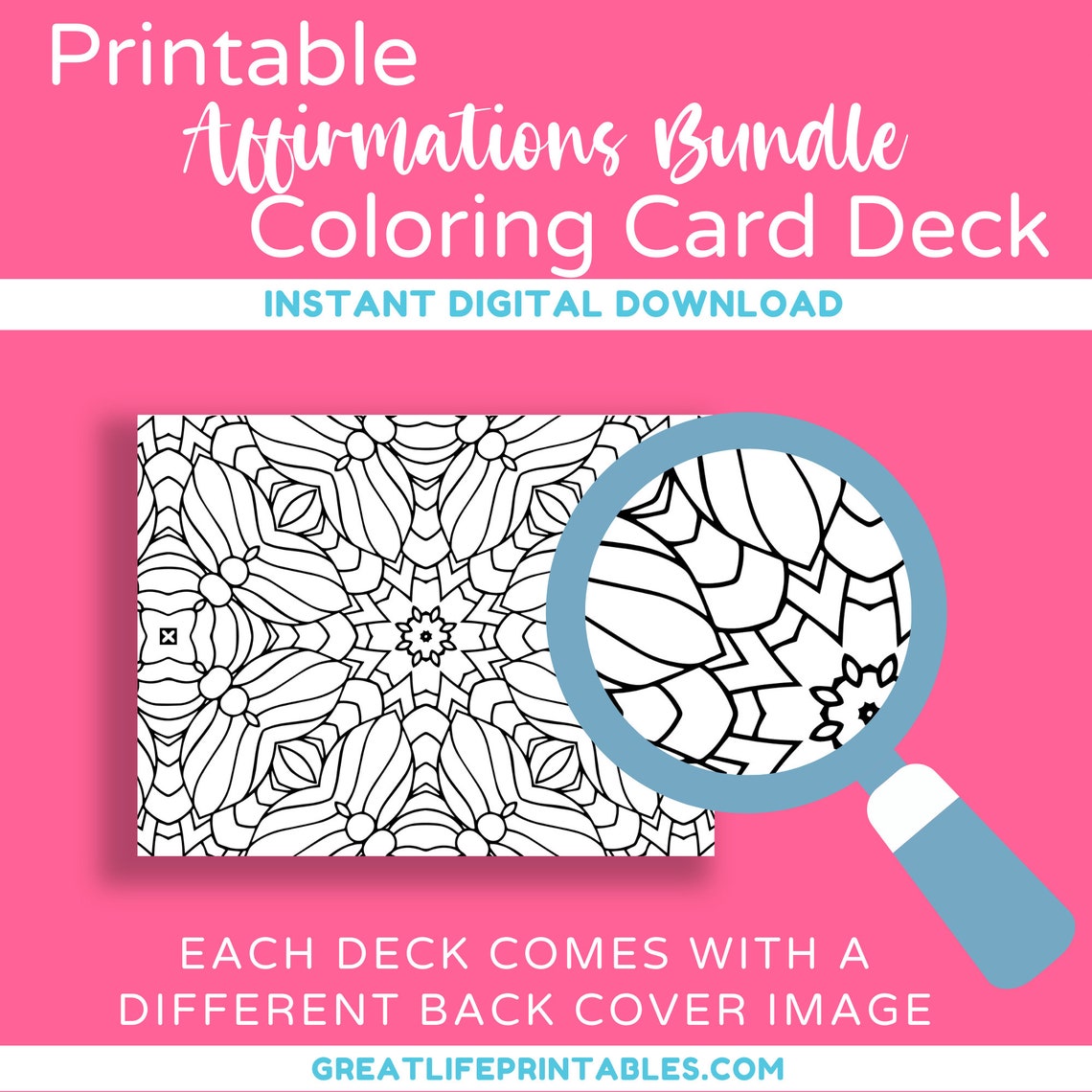 Affirmation Bundle, Printable Affirmation Coloring Card Deck ...