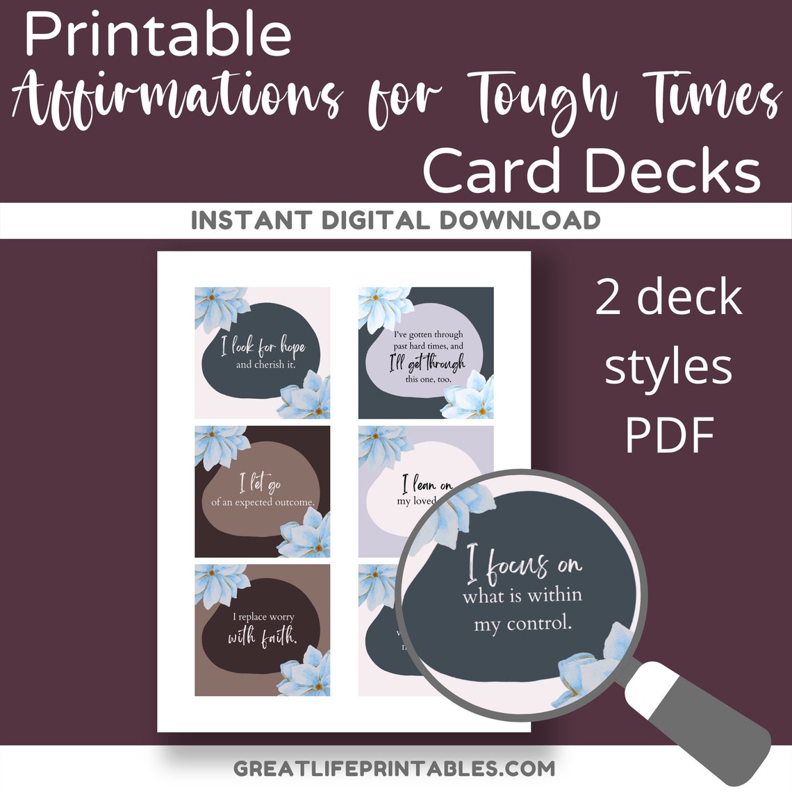 Tough Times, Printable Affirmations, Affirmation Deck, Daily ...
