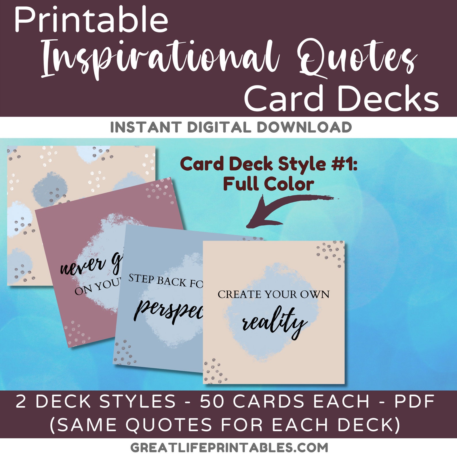 Motivational Cards, Positive Quote Cards, Printable Card Deck ...