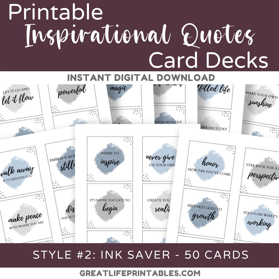 Motivational Cards, Positive Quote Cards, Printable Card Deck ...