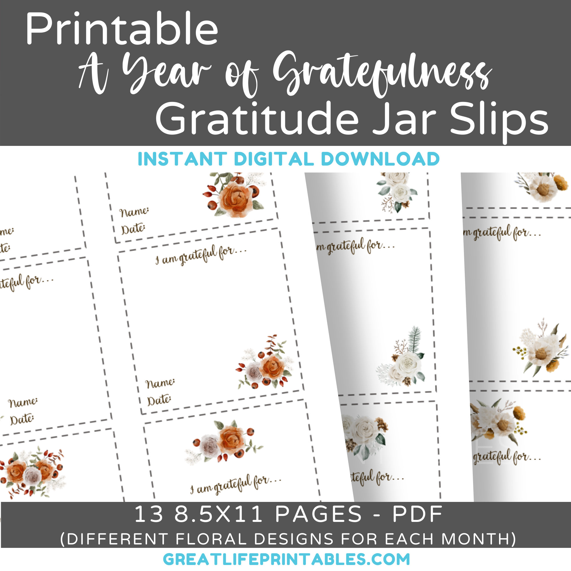 Gratitude Cards Printable, Gratitude Jar Printable, Printable ...