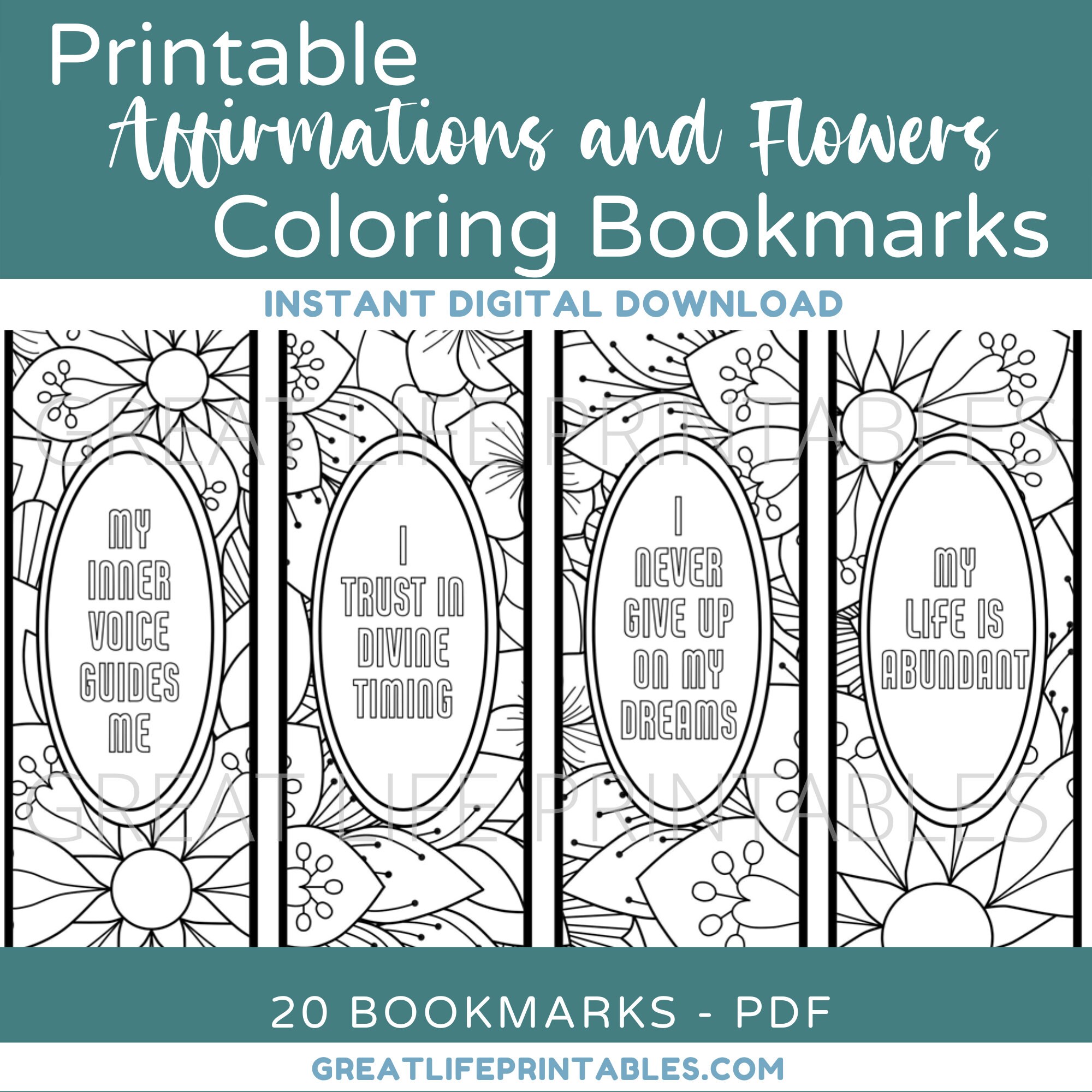 Coloring Bookmarks, Printable Bookmarks, Bookmark Set, Floral Bookmark ...