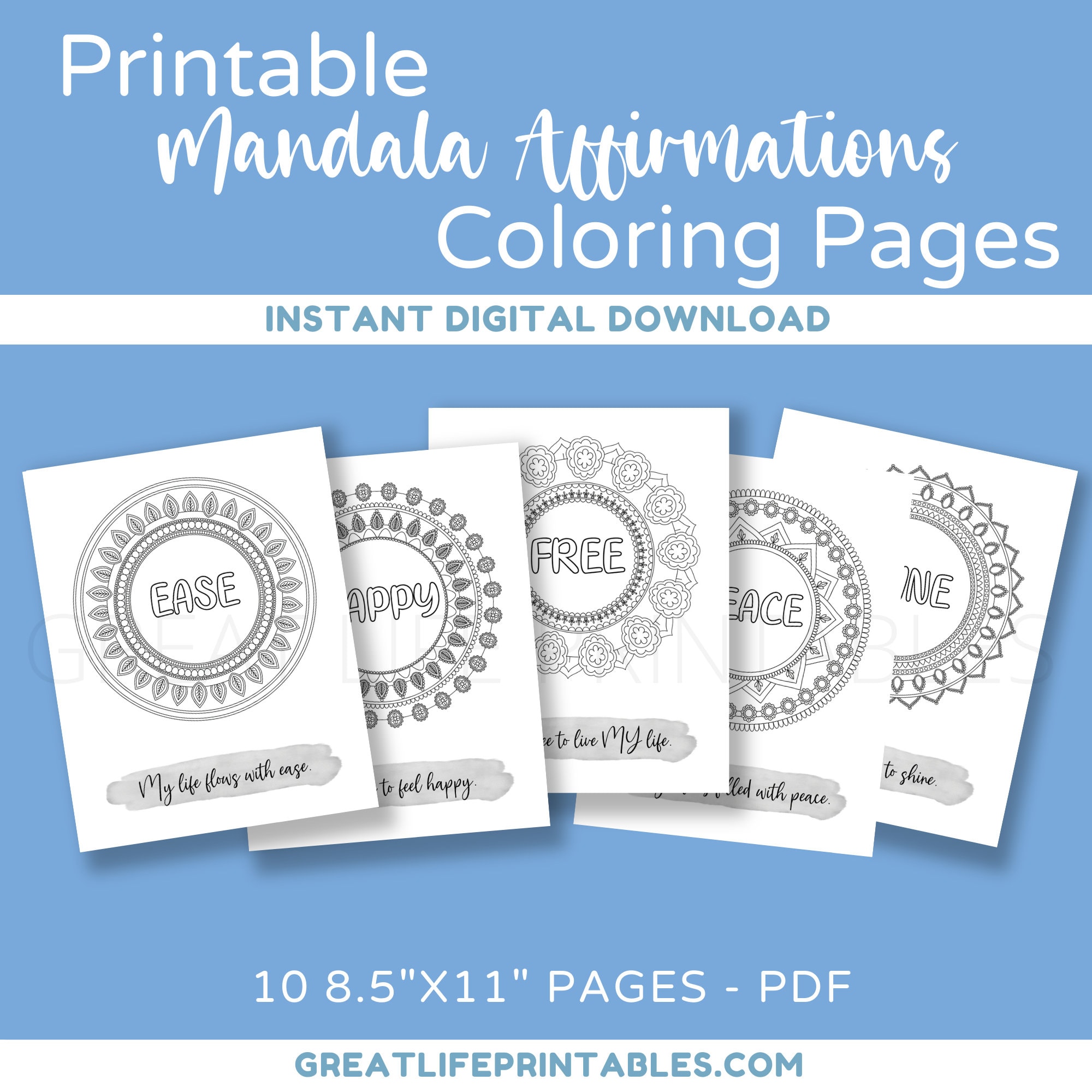 Printable Mandala Affirmations Coloring Pages Vol 5 Adult - Etsy
