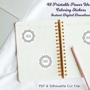 Power Words Printable Affirmation Coloring Stickers Coloring - Etsy