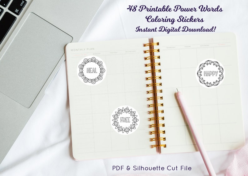 Power Words Printable Affirmation Coloring Stickers Coloring - Etsy