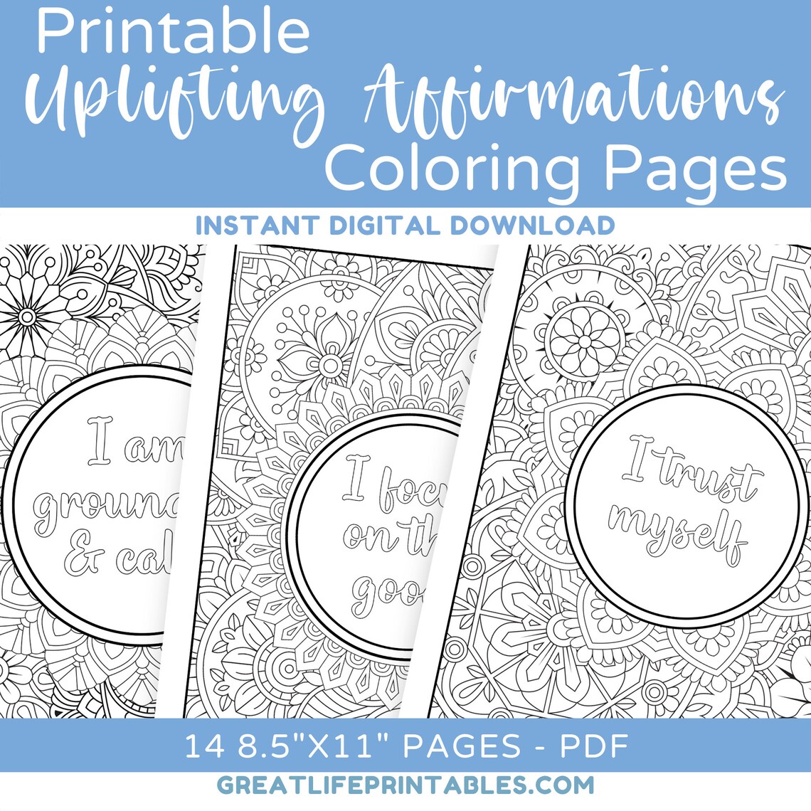 Printable Affirmation Coloring Pages, Relaxing Coloring Pages, Adult ...