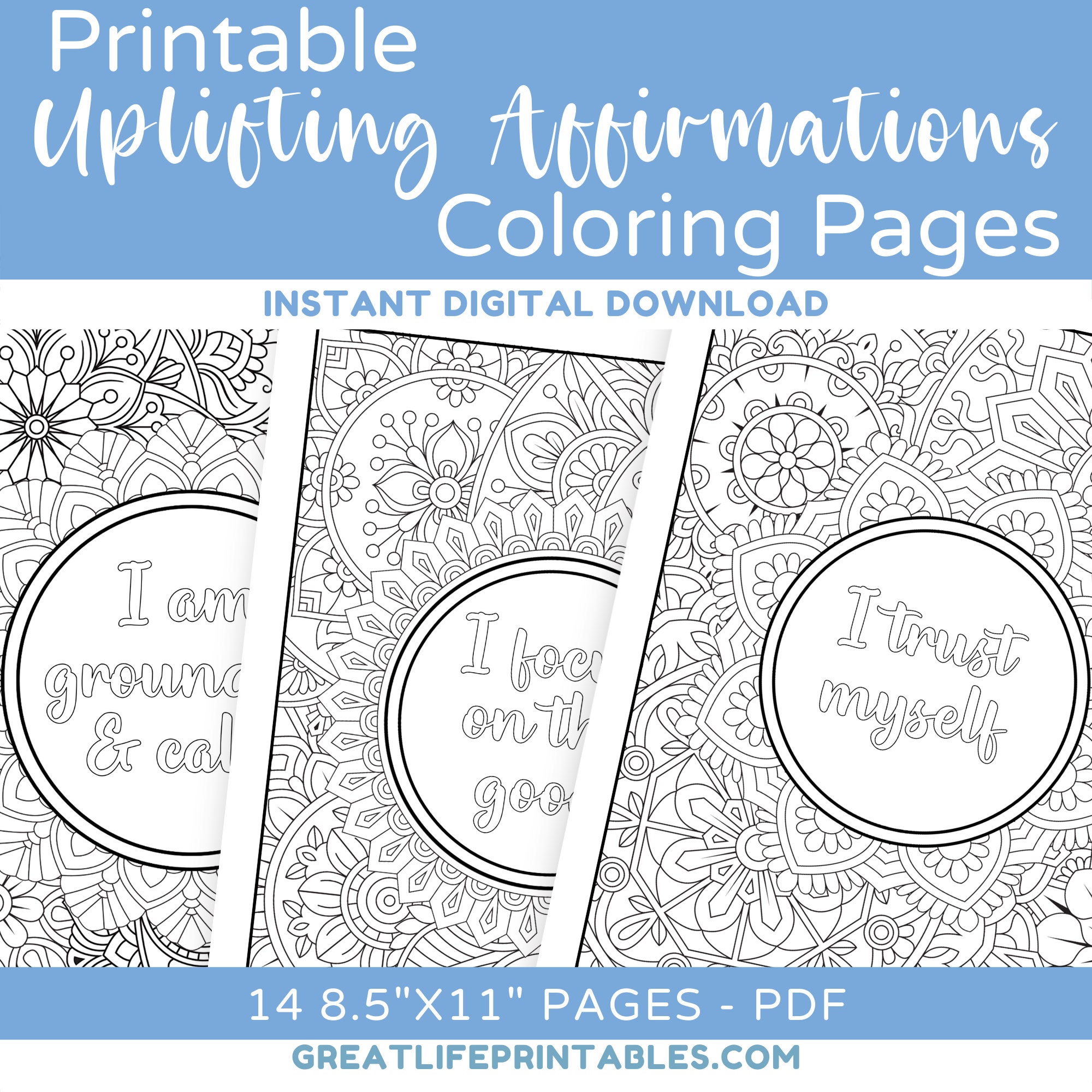 Printable Affirmation Coloring Pages, Relaxing Coloring Pages, Adult ...