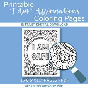 Printable Affirmations Coloring Pages, Digital Coloring Pages, Adult ...