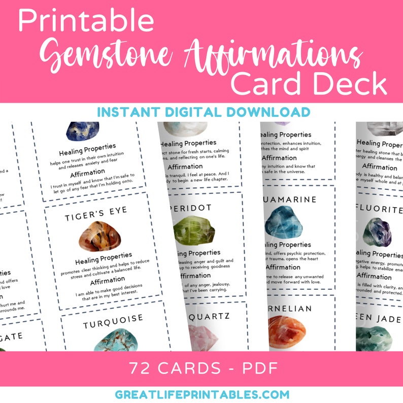 Printable Gemstone Cards Printable Crystal Card Deck Crystal - Etsy