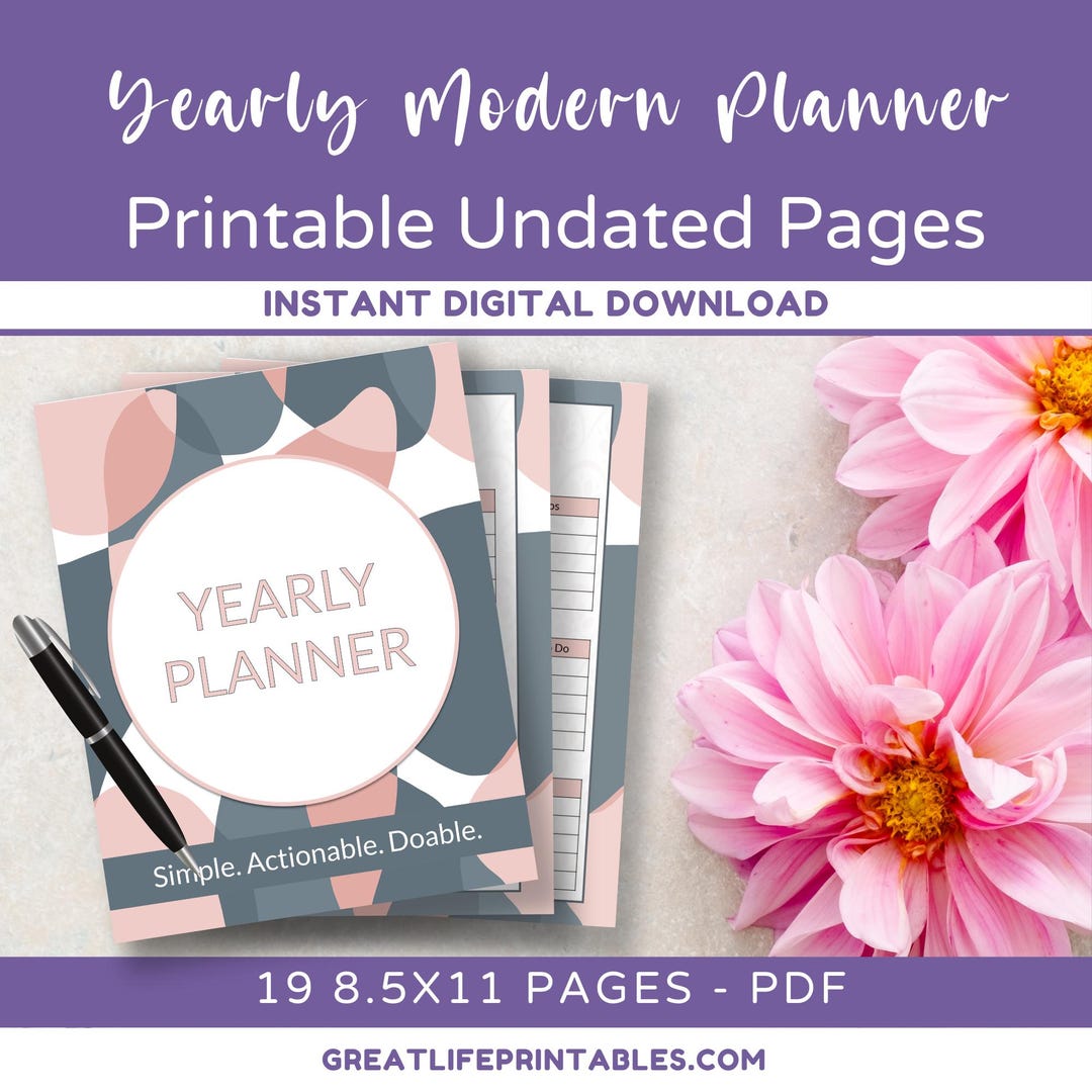 Undated Planner, Printable Planner, Yearly Planner, Monthly Planner ...