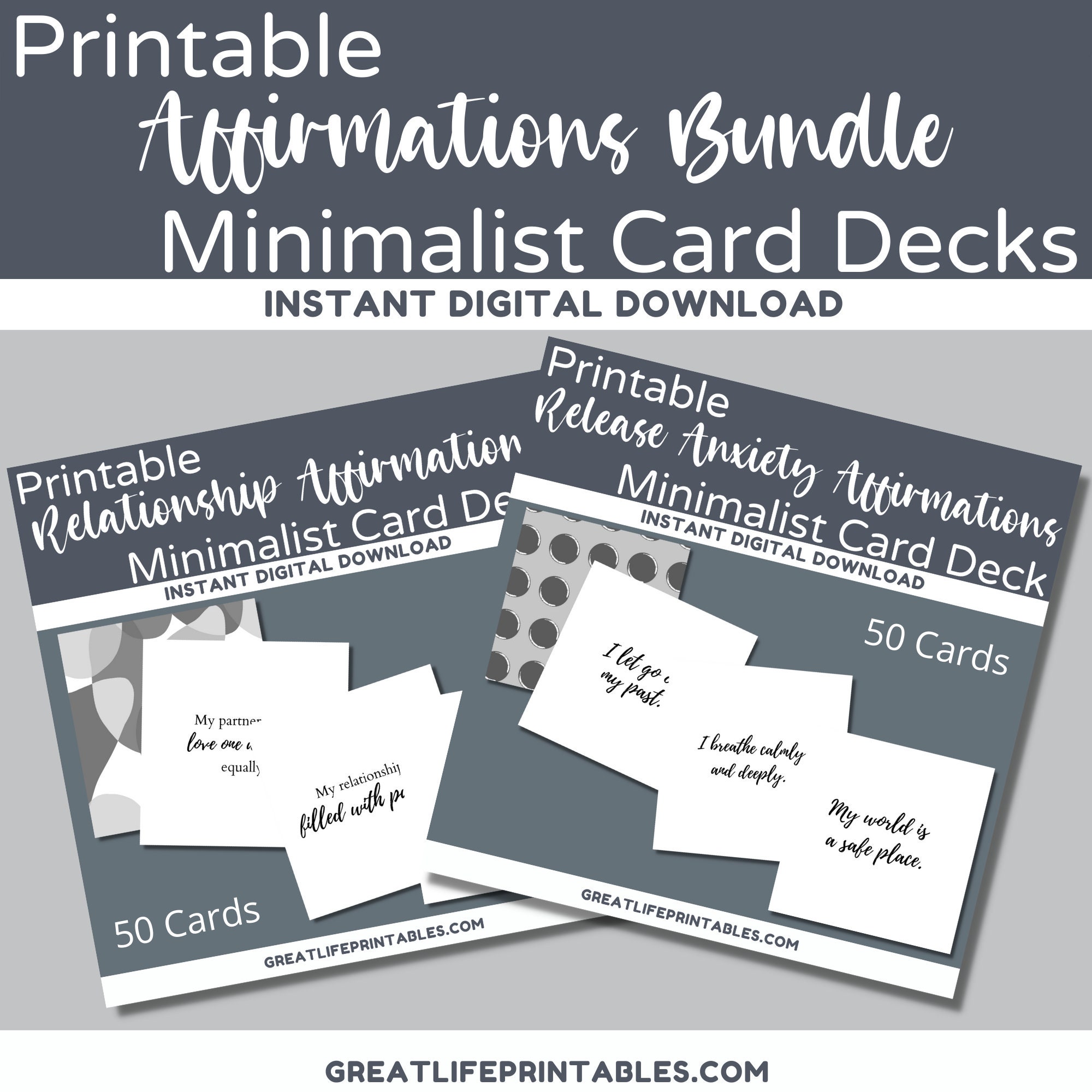 Affirmation Card Bundle Printable, Affirmation Cards, Positive ...