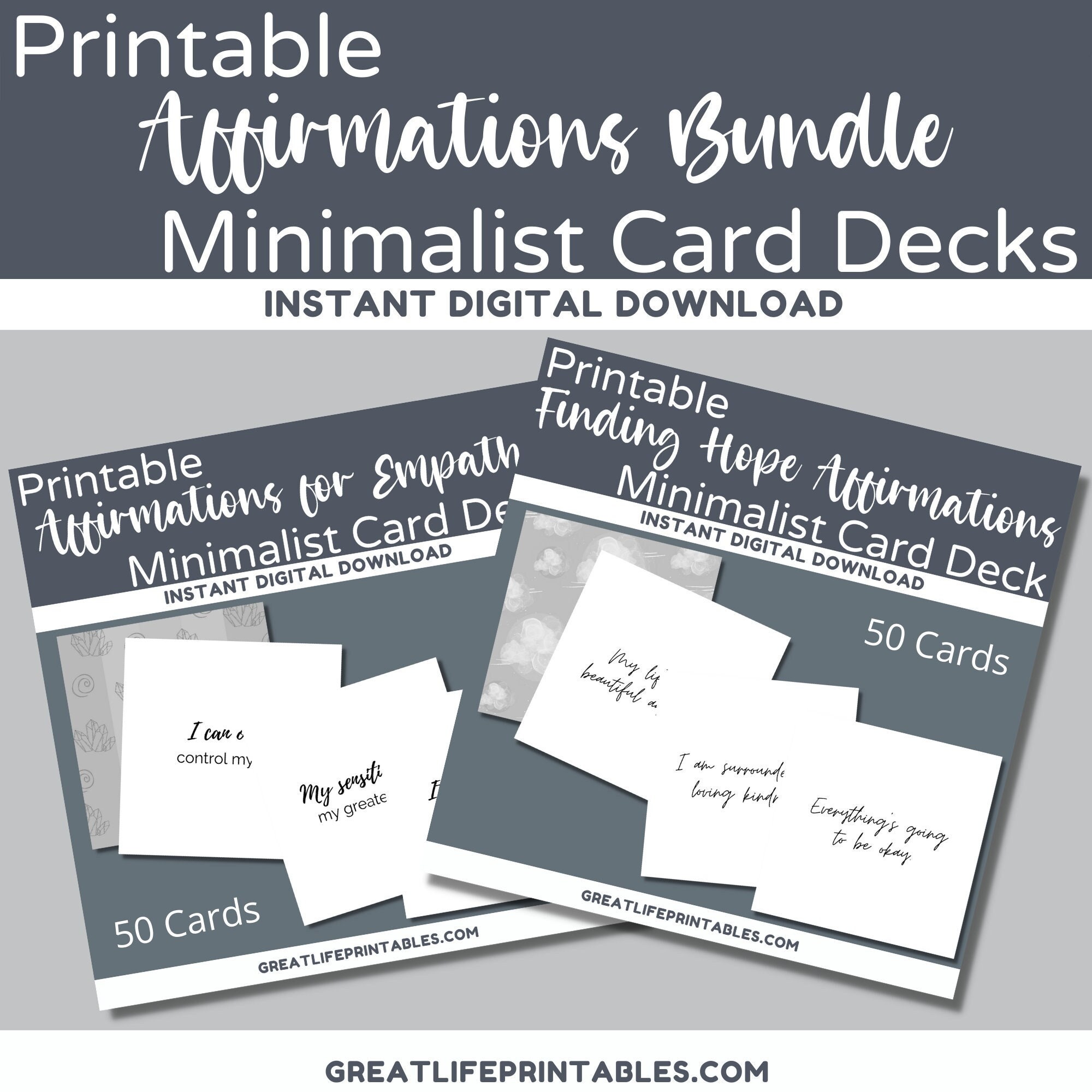 Affirmation Card Bundle Printable, Affirmation Cards, Positive ...