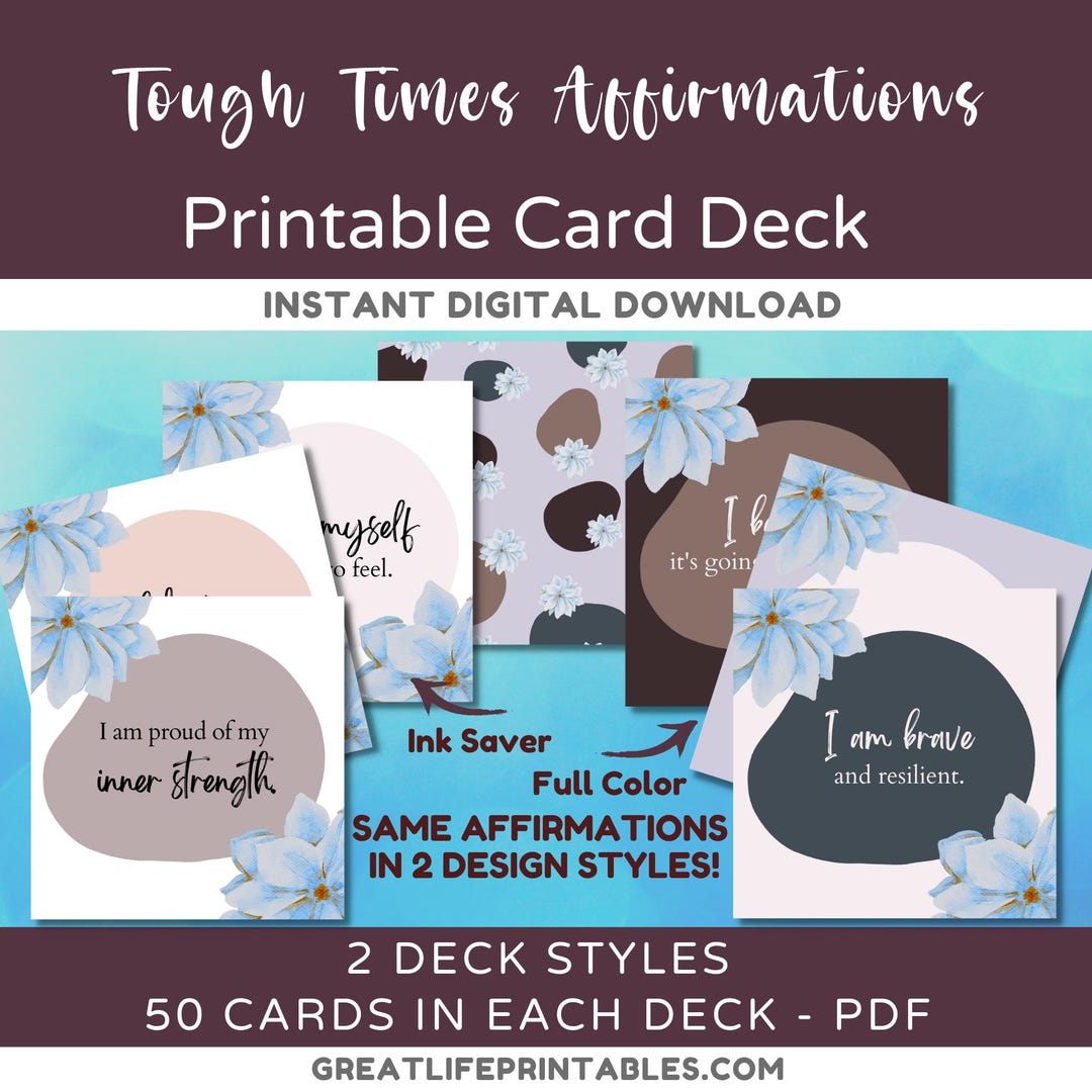 Tough Times, Printable Affirmations, Affirmation Deck, Daily ...