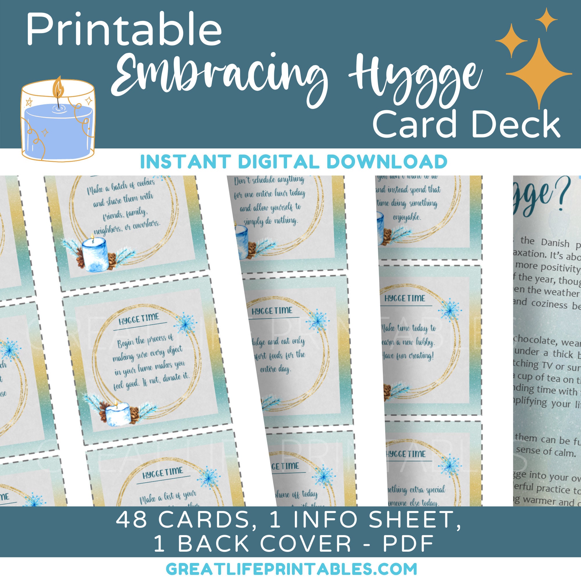 Hygge Printable Card Deck, Hygge Gift, Self Care Cards, Winter Gifts ...