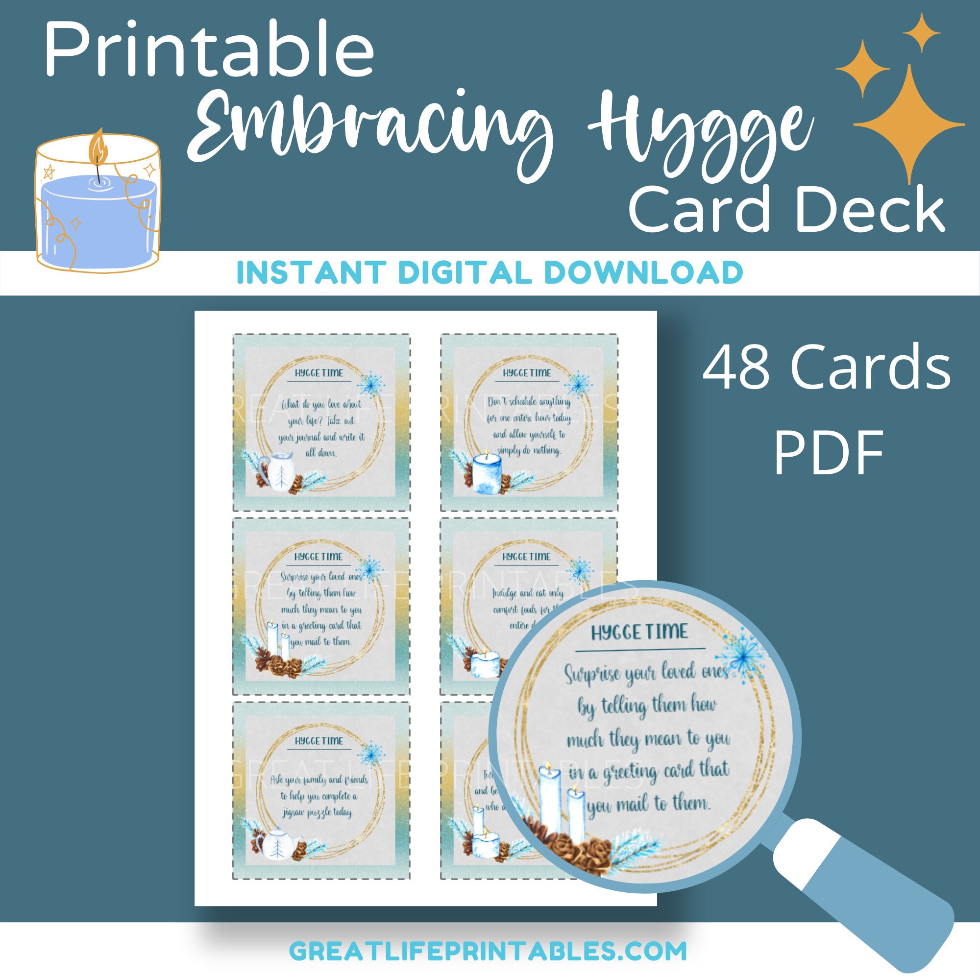Hygge Printable Card Deck Hygge Gift Self Care Cards Winter - Etsy