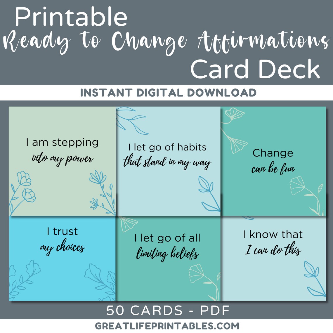 Ready to Change Affirmations, Printable Affirmations, Affirmation Cards ...