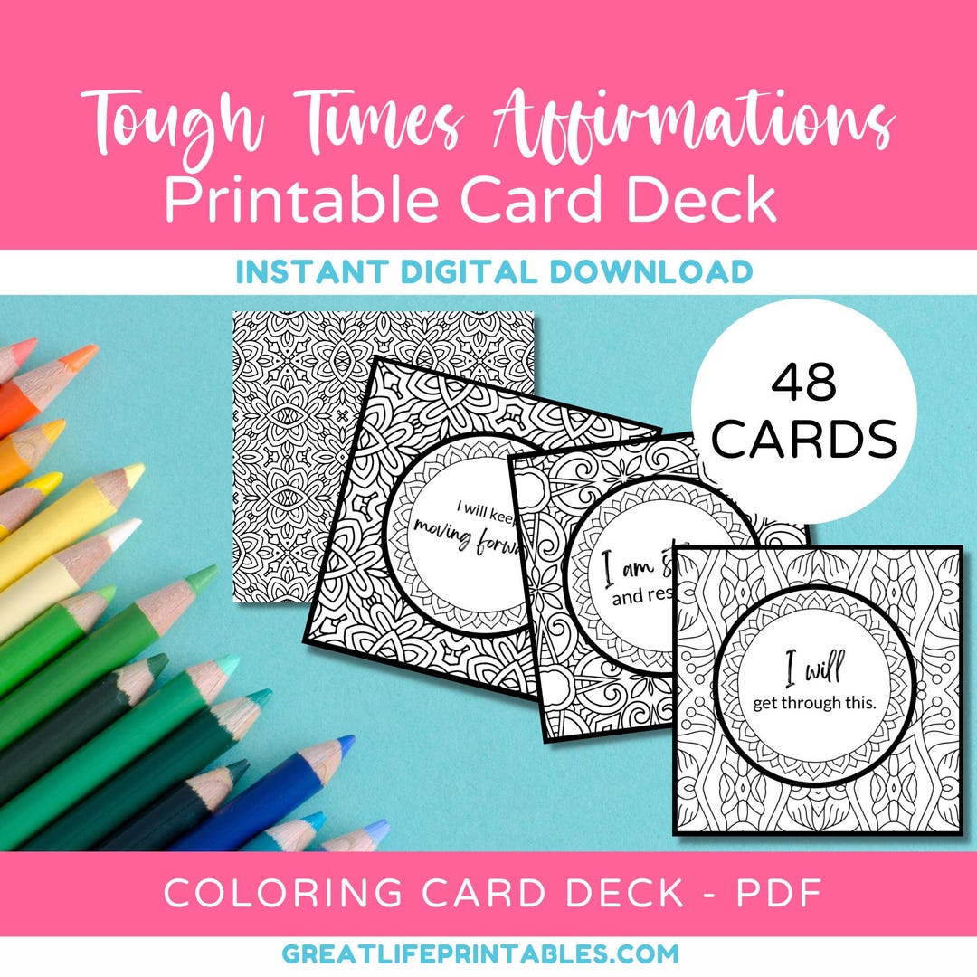 Tough Times Affirmations Printable Card Deck, Printable Affirmation ...