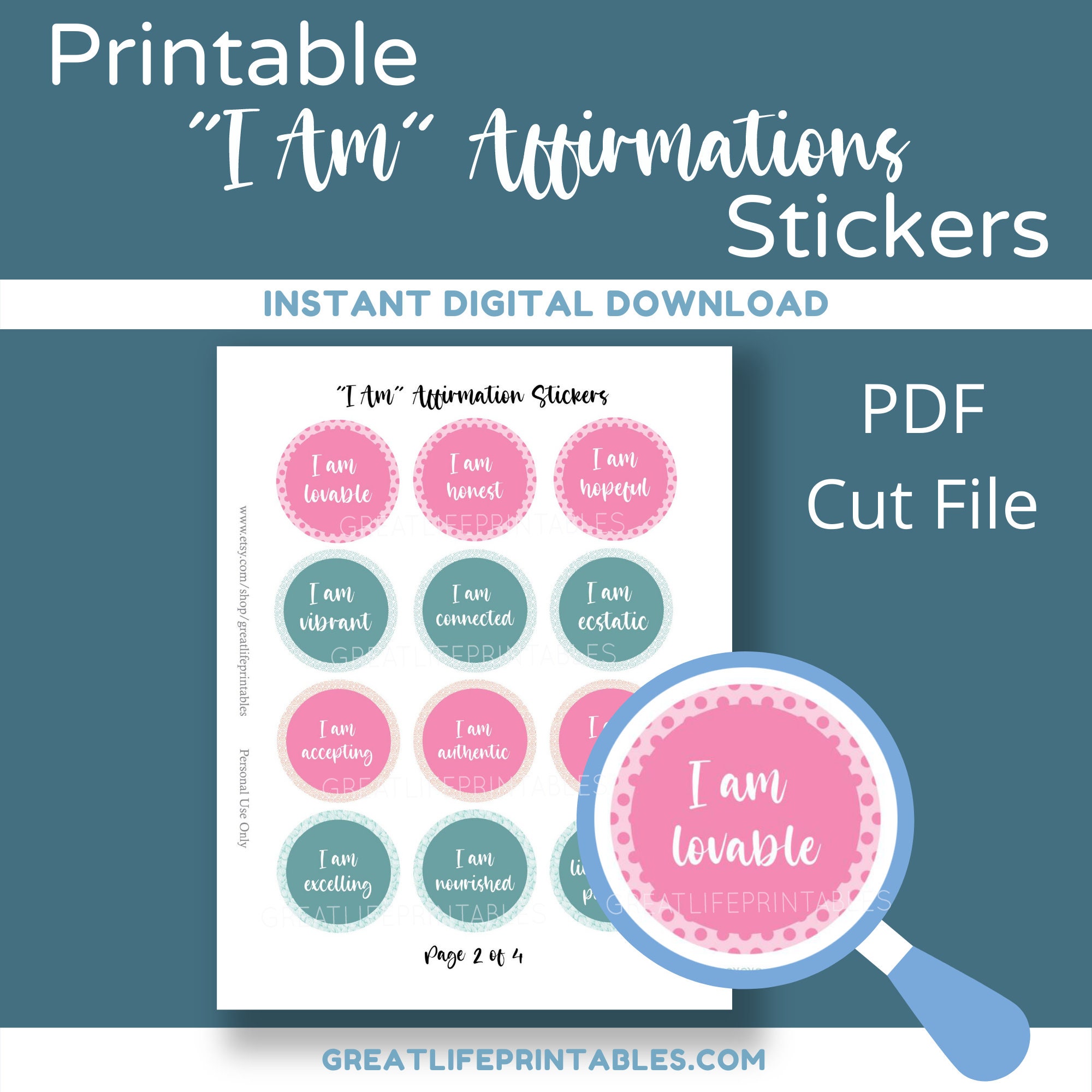 Printable i Am Affirmation Stickers, Affirmation Stickers for Planner ...