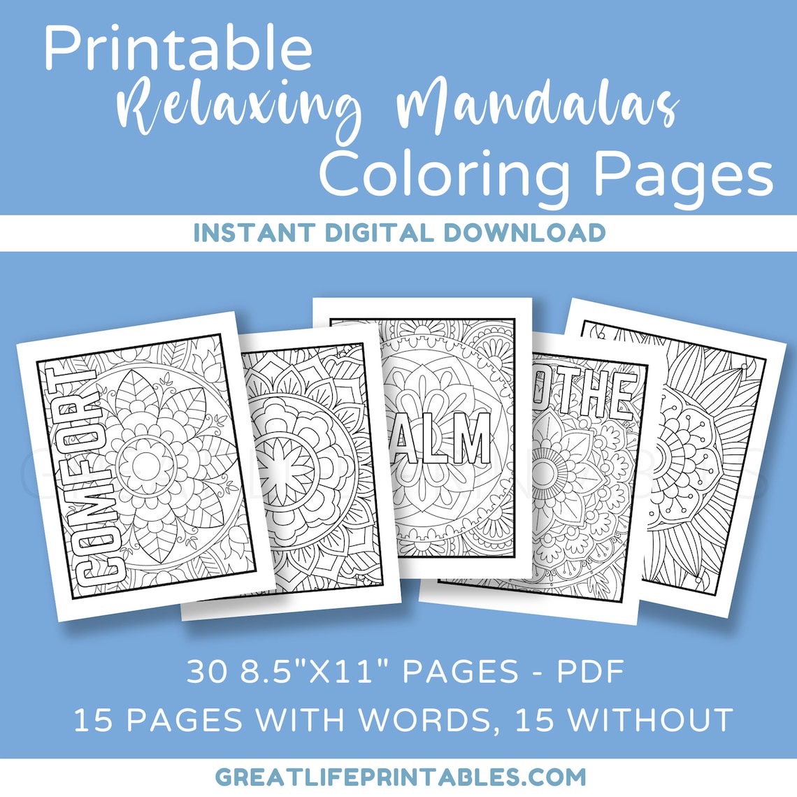 Printable Floral Mandala Coloring Pages Relaxing Coloring - Etsy