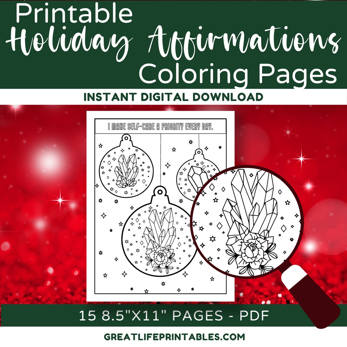 Holiday Affirmations Holiday Coloring Pages Printable - Etsy