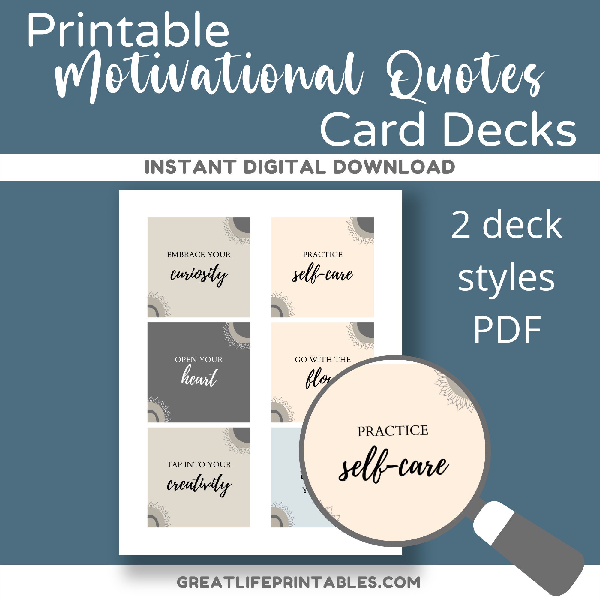 Motivational Cards, Printable Card Deck, Inspirational Quotes, Positive ...