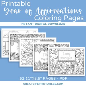 52 Printable Affirmation Coloring Pages, Motivational Coloring Pages ...