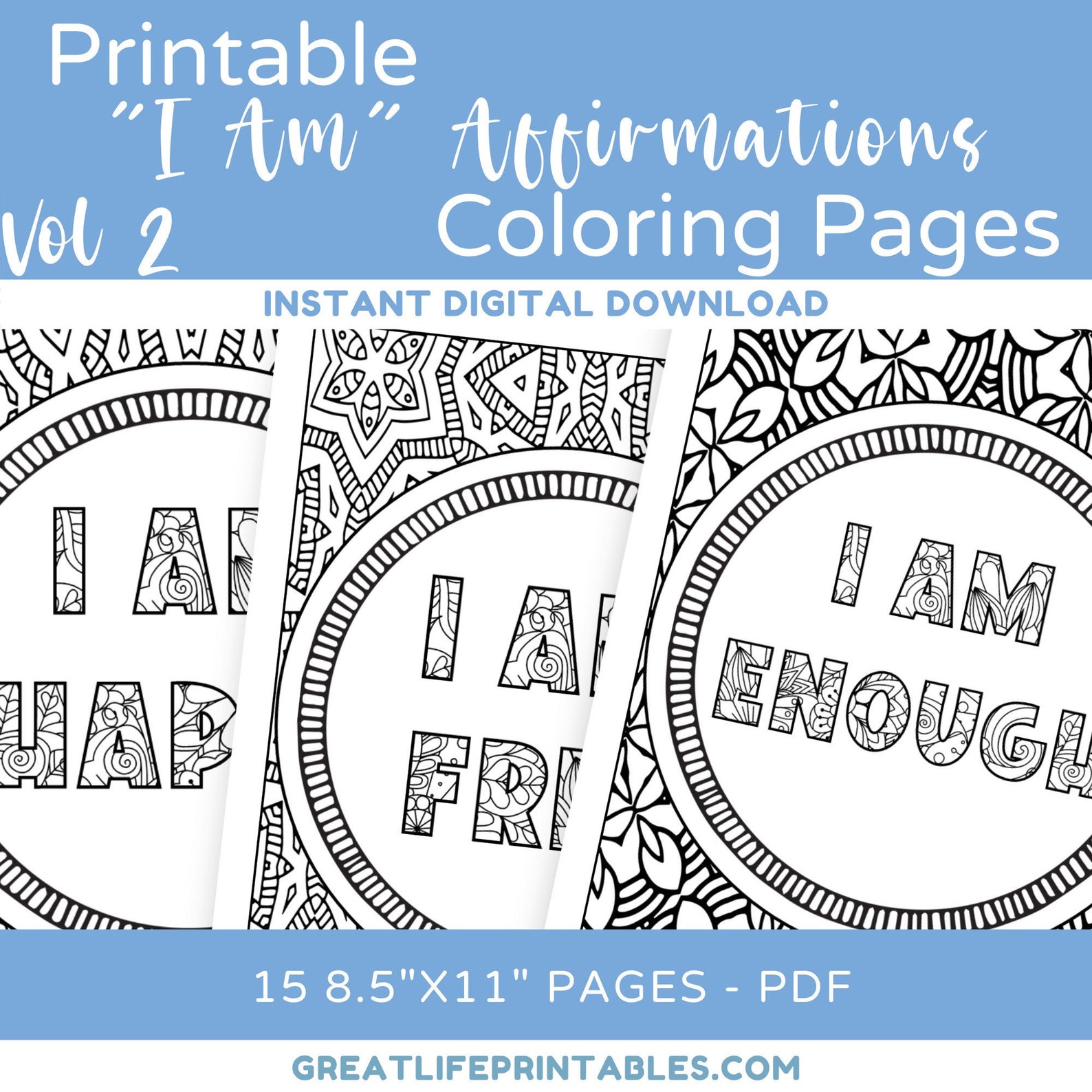 Printable Affirmations Coloring Pages, Digital Coloring Pages, Adult ...