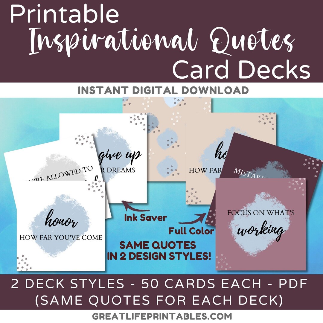 Motivational Cards, Positive Quote Cards, Printable Card Deck ...