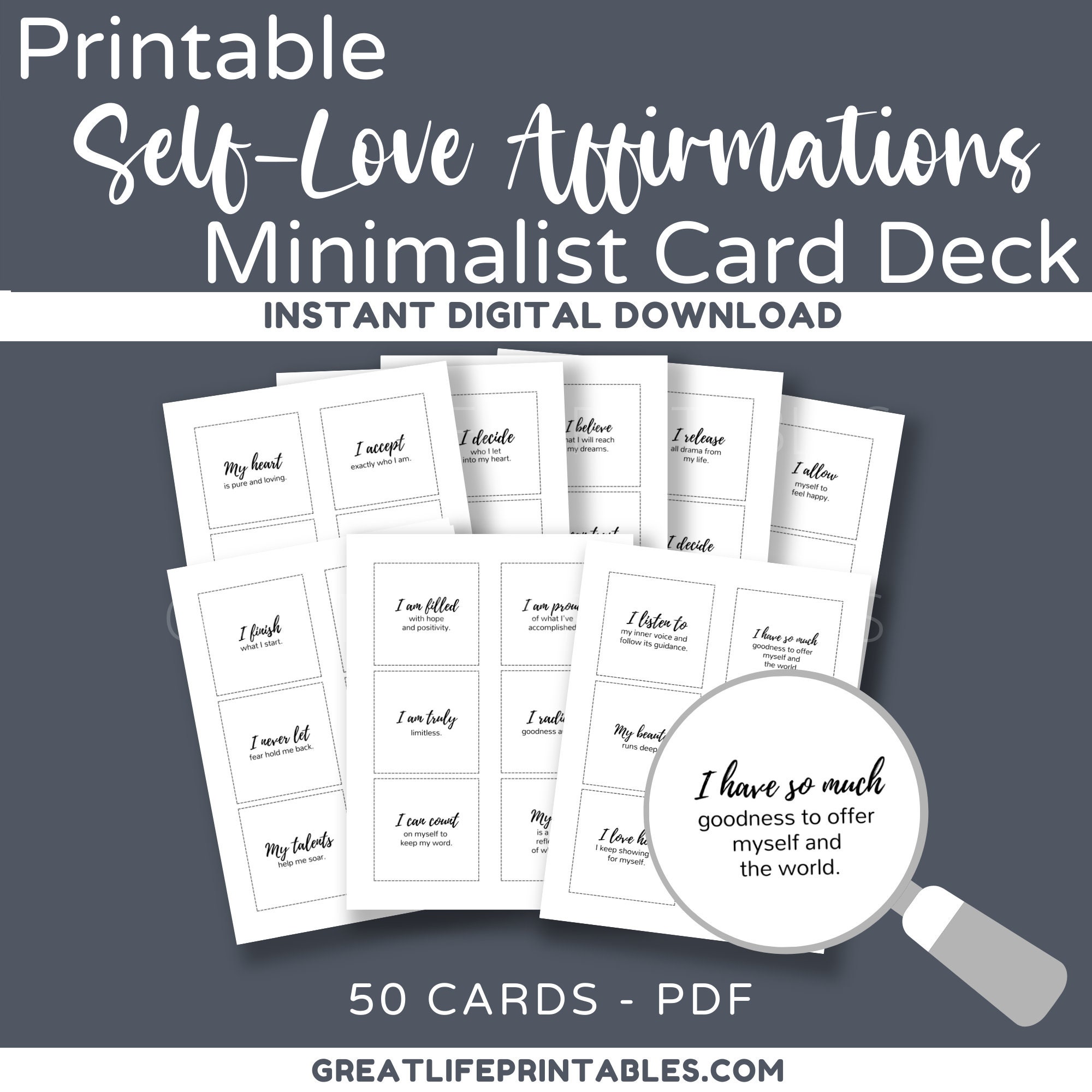 Self Love, Printable Affirmations, Affirmation Deck, Oracle Cards ...