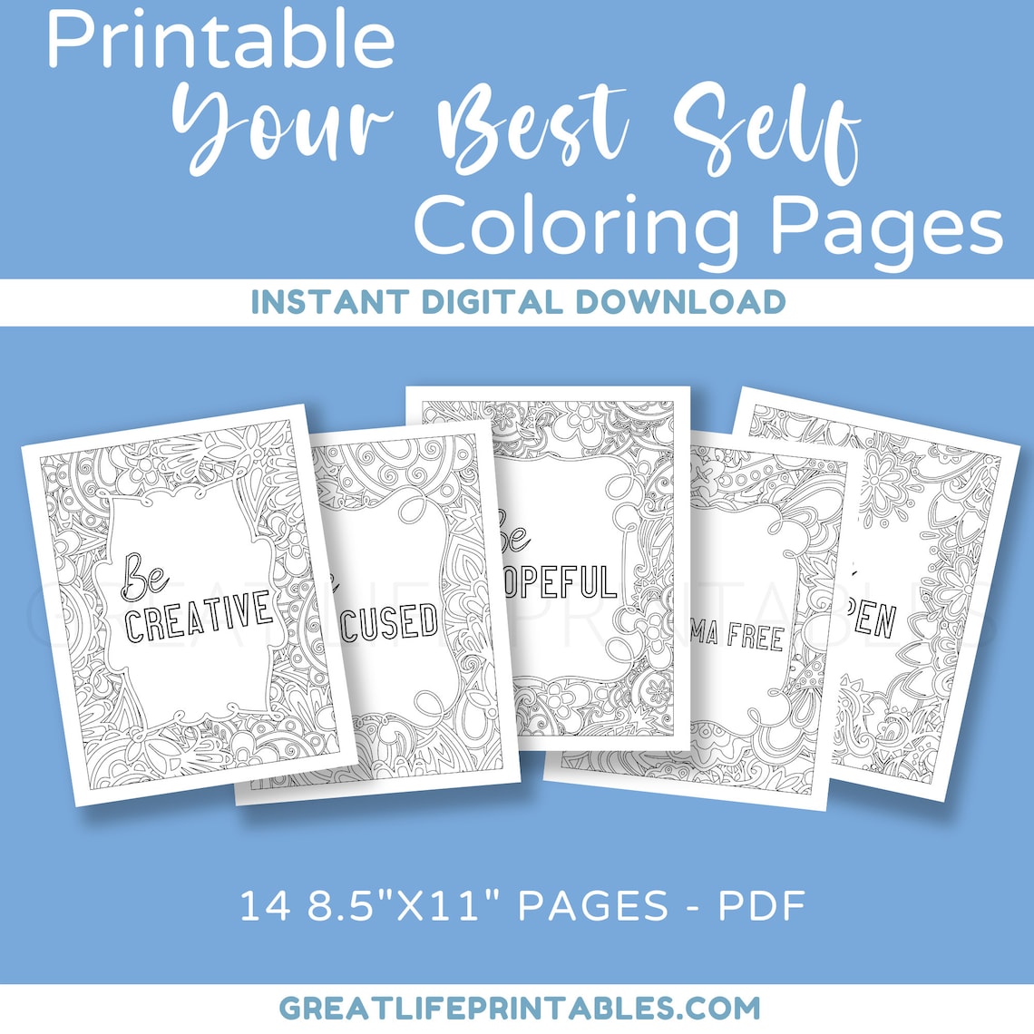 Your Best Self Affirmation Coloring Adult Coloring Pages - Etsy