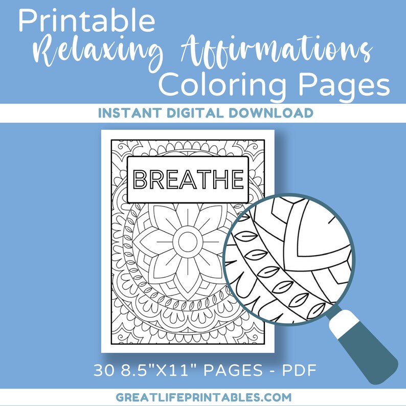 Printable Affirmation Coloring Pages Relaxing Coloring Pages - Etsy