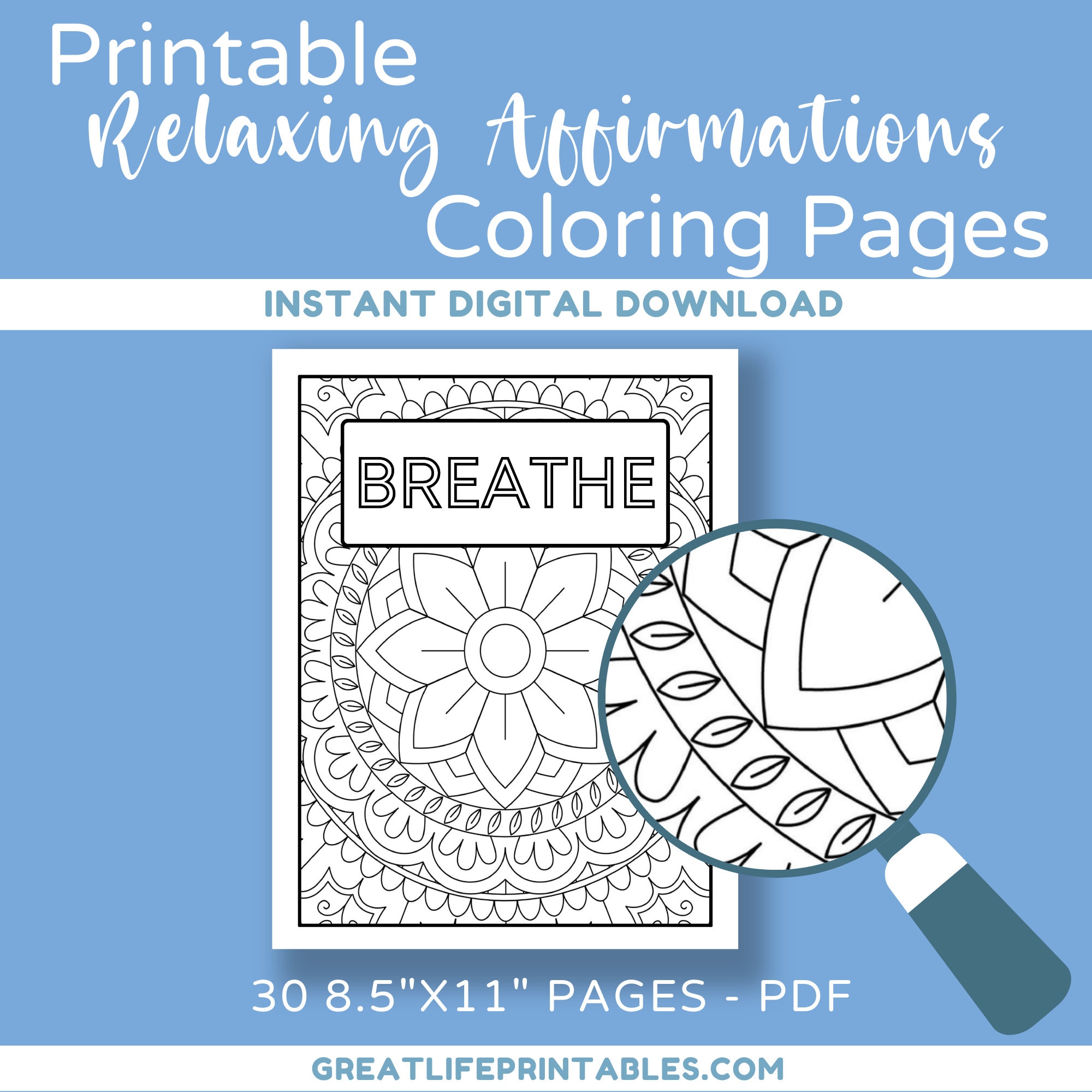 Printable Affirmation Coloring Pages Relaxing Coloring Pages - Etsy