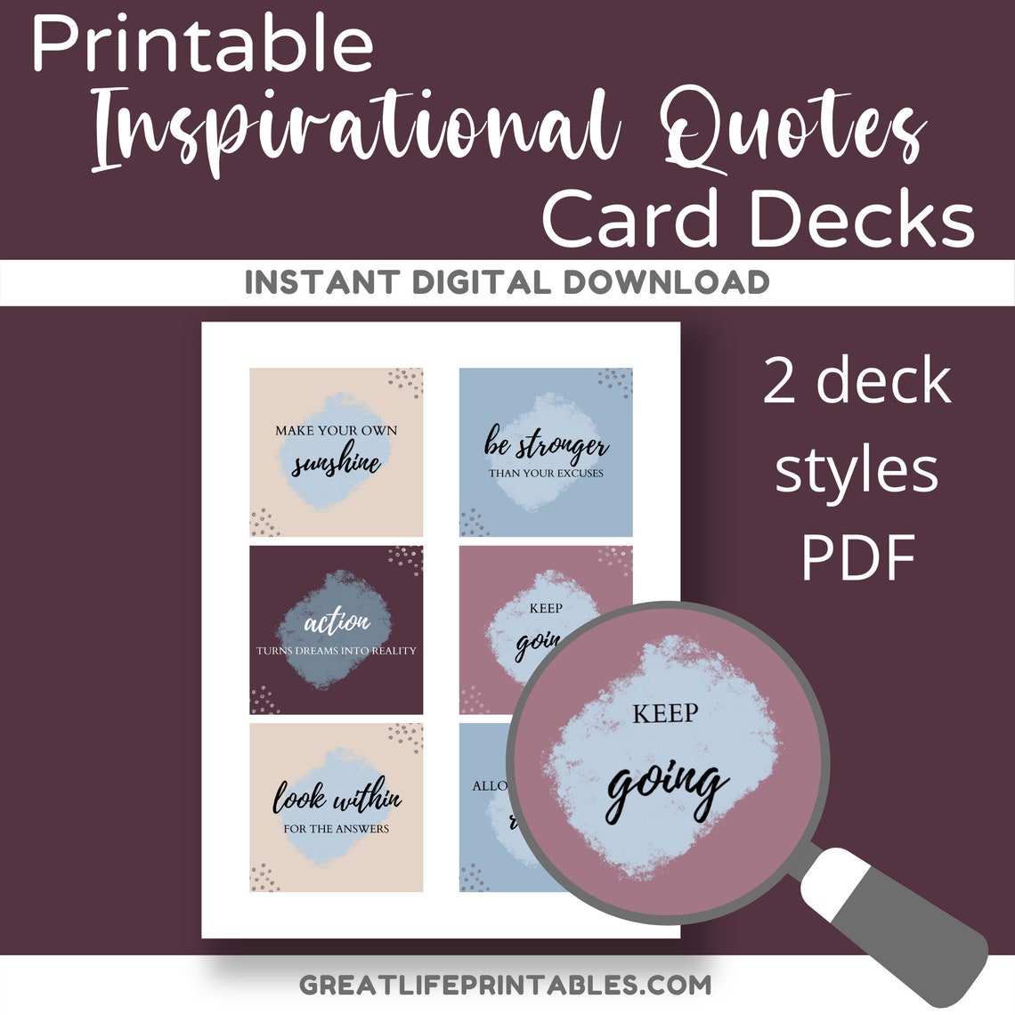 Motivational Cards, Positive Quote Cards, Printable Card Deck ...