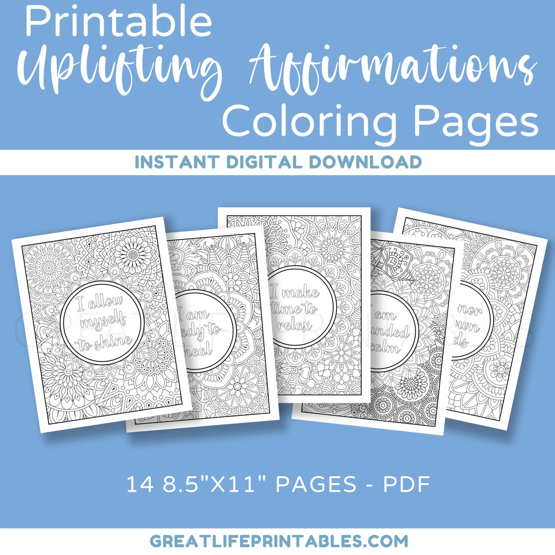 Printable Affirmation Coloring Pages, Relaxing Coloring Pages, Adult ...