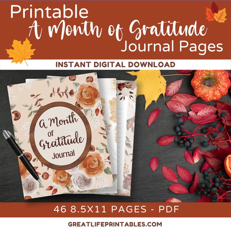 Gratitude Journal Printable Journal Autumn Journal Journal - Etsy