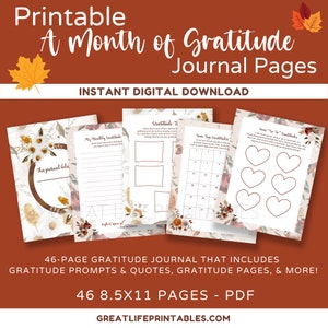 Gratitude Journal, Printable Journal, Autumn Journal, Journal Prompts ...