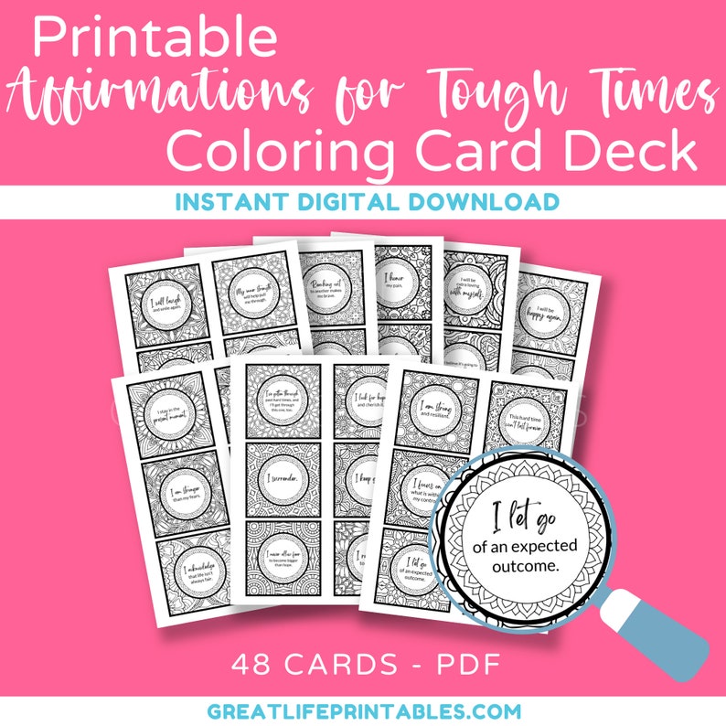 Tough Times Affirmations Printable Card Deck, Printable Affirmation ...