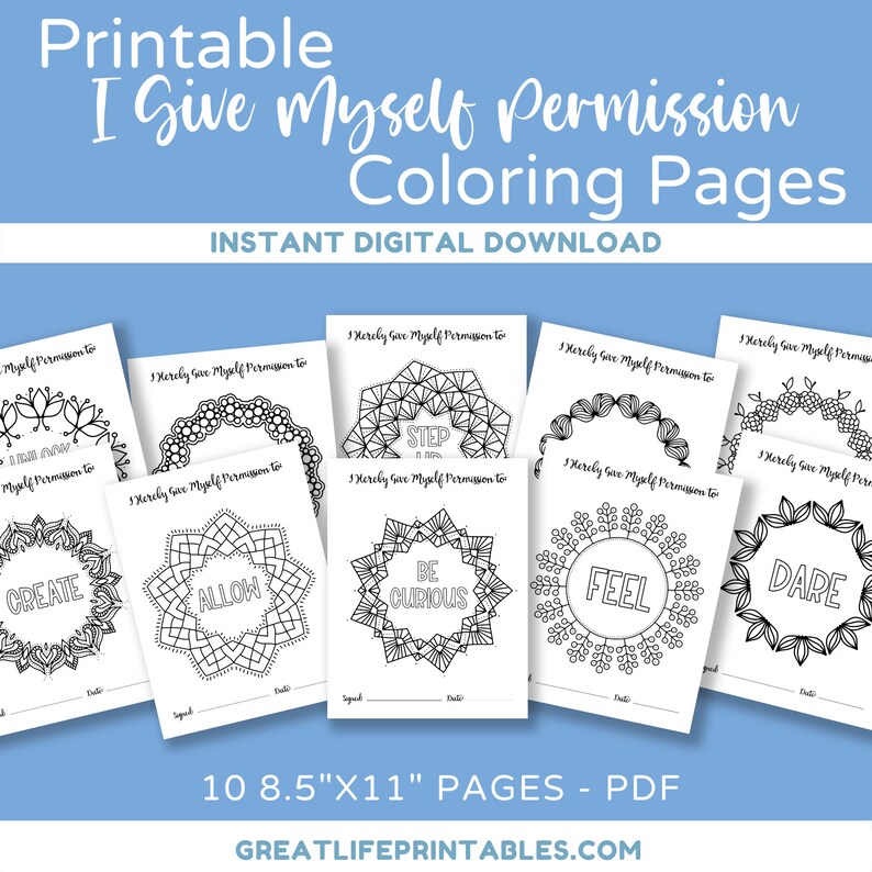 Printable Permission Slip Coloring Pages Vol 4, Gift for Moms, Adult ...
