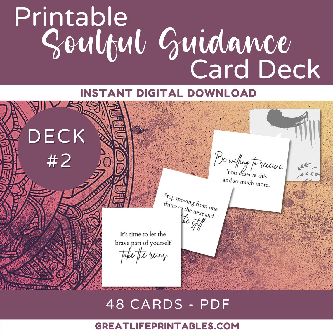 Spiritual Guidance, Printable Card Deck, Oracle Cards, Fortune Teller ...