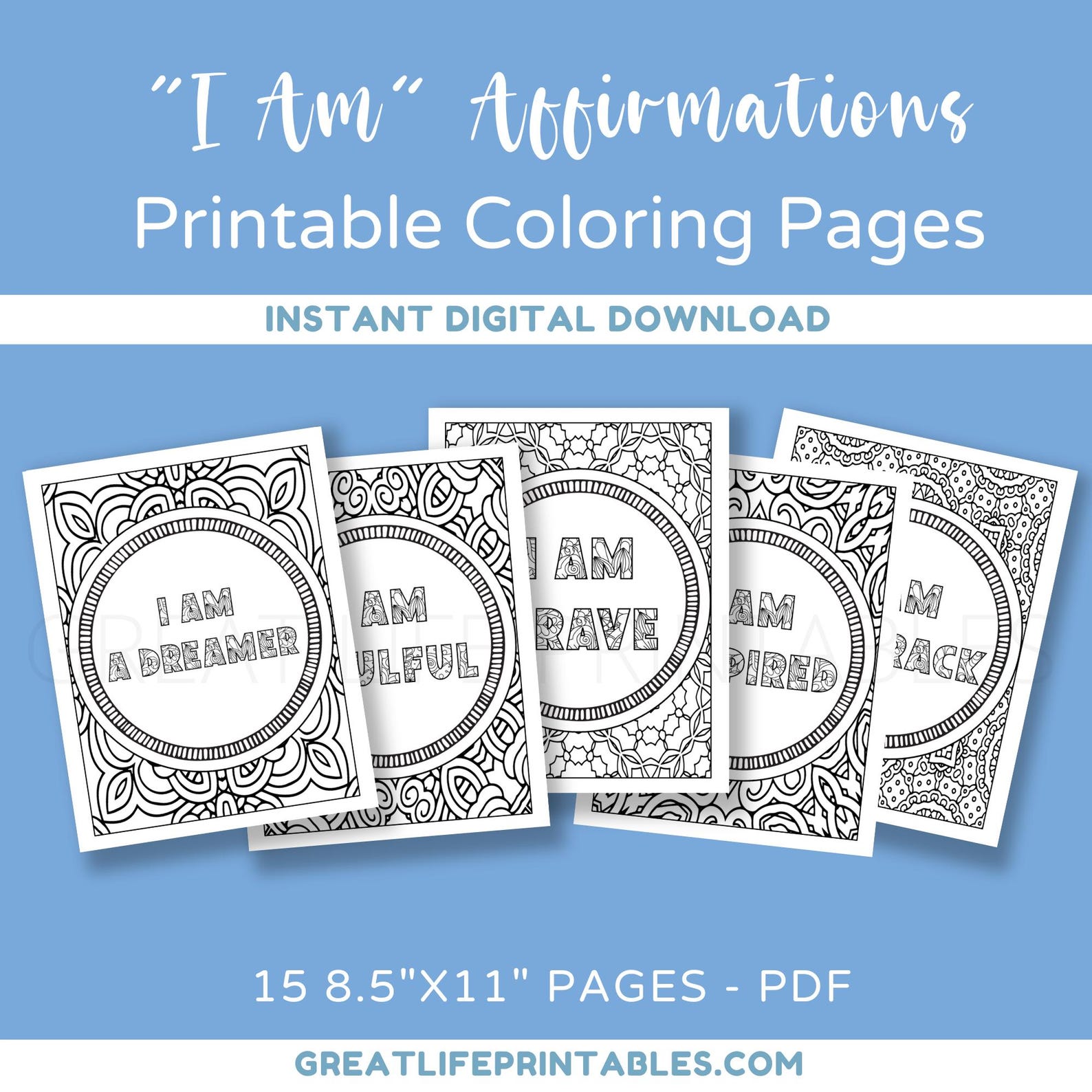Printable Affirmations Coloring Pages, Digital Coloring Pages, Adult ...