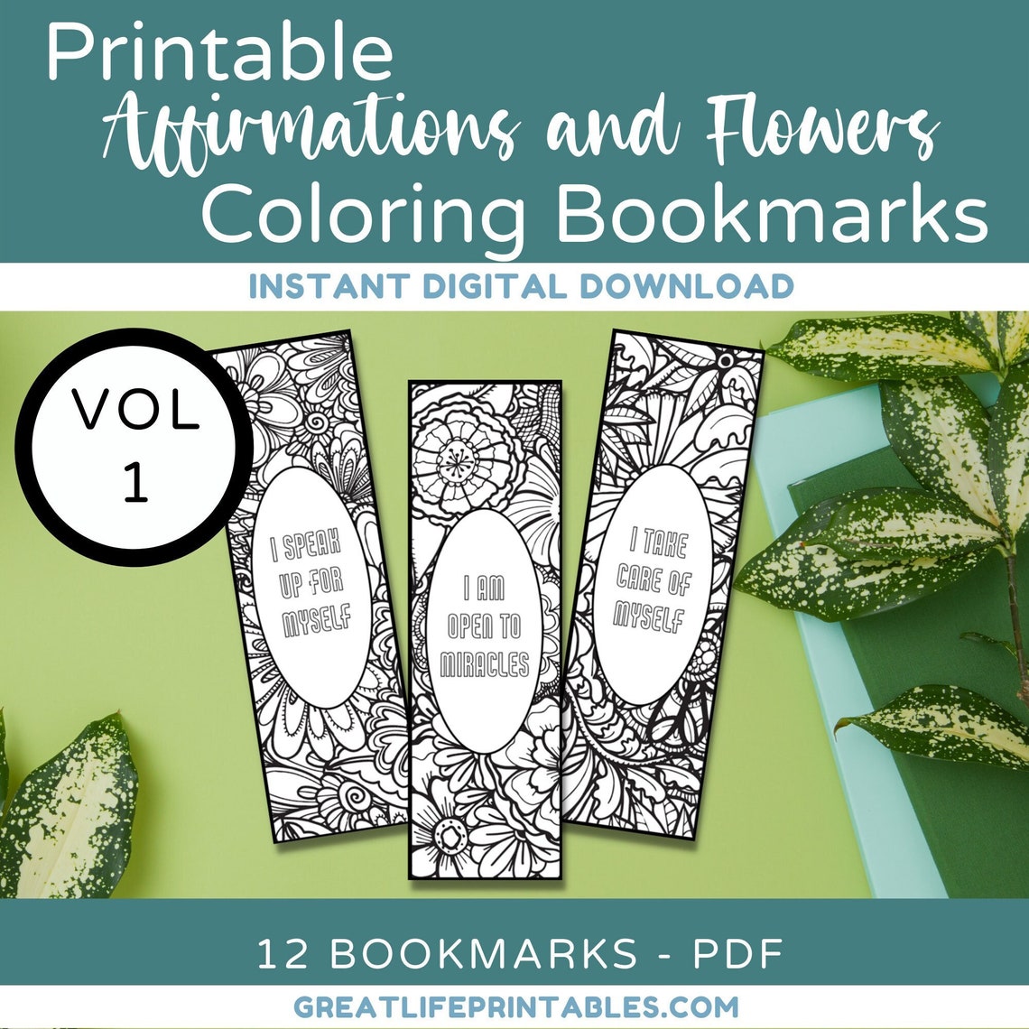 Coloring Bookmarks, Printable Bookmarks, Bookmark Set, Floral Bookmark ...