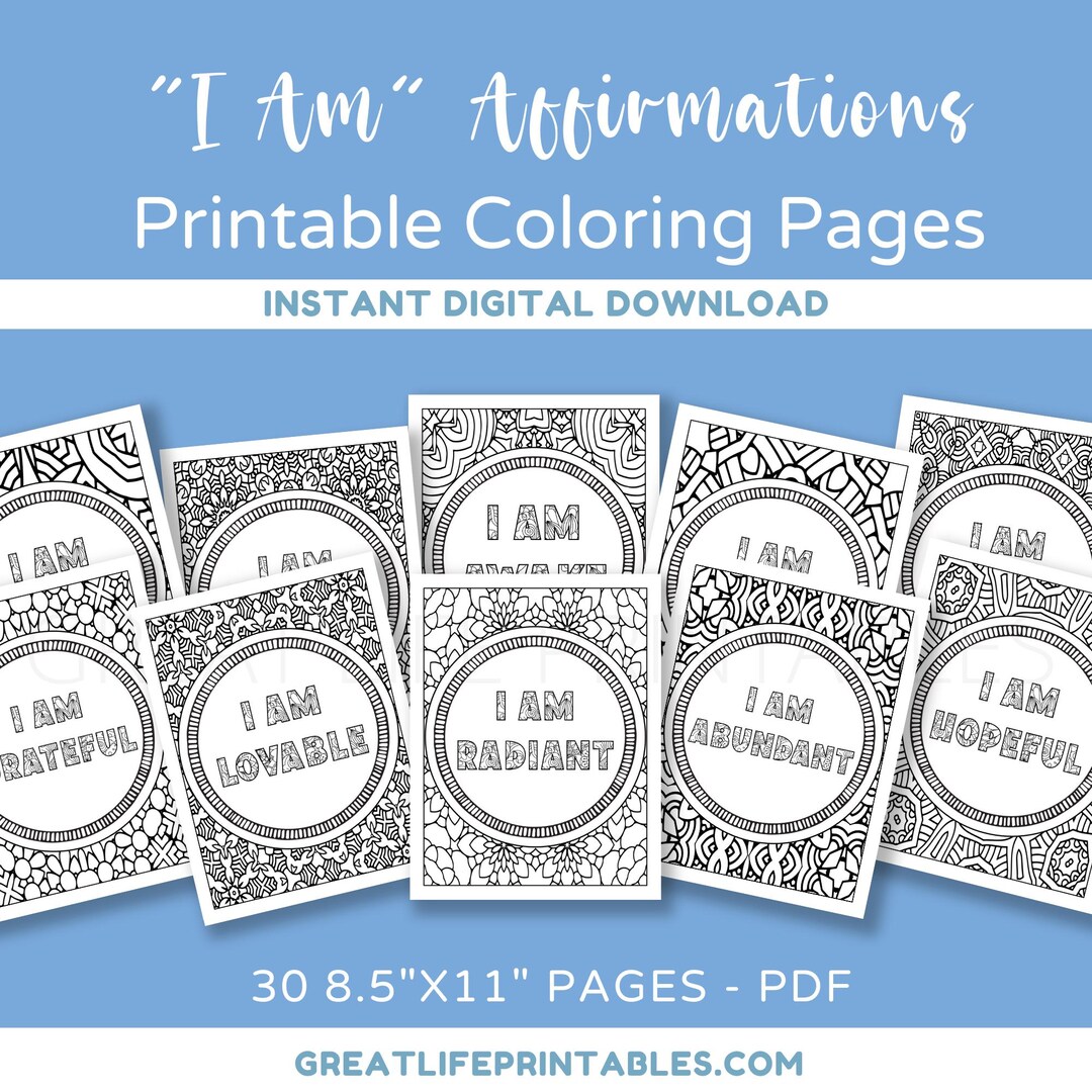 Printable Affirmations Coloring Pages, Digital Coloring Pages, Adult ...