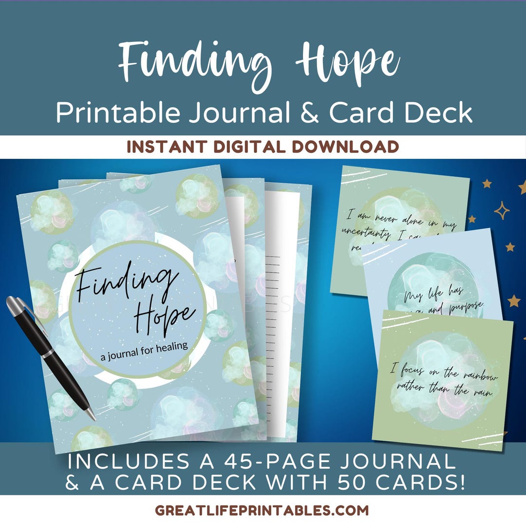 Finding Hope Bundle, Journal Prompts, Affirmation Cards, Self Care ...
