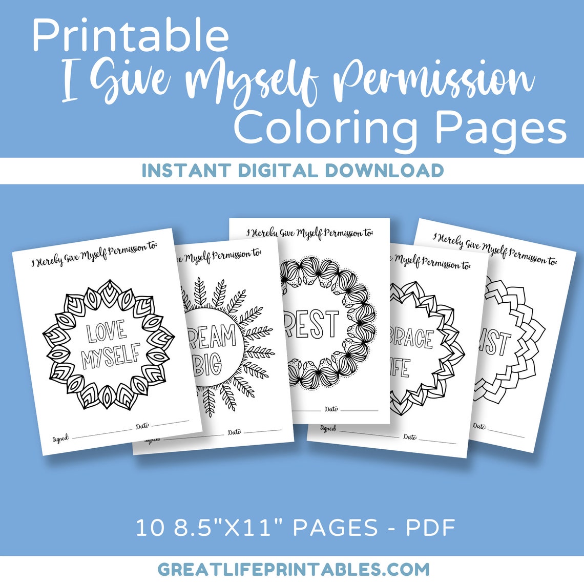 Printable Permission Slip Coloring Pages Vol 1, Gift for Moms, Adult ...