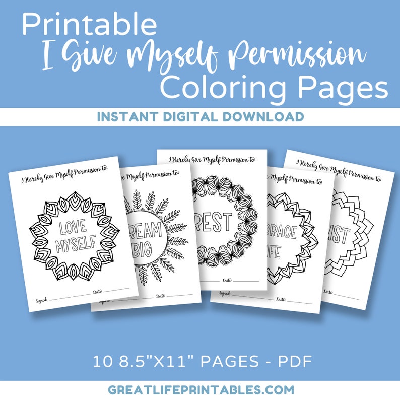 Printable Permission Slip Coloring Pages Vol 1, Gift for Moms, Adult ...