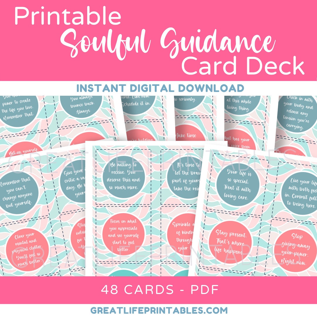 Printable Soulful Guidance Card Deck, Guidance Oracle Cards ...