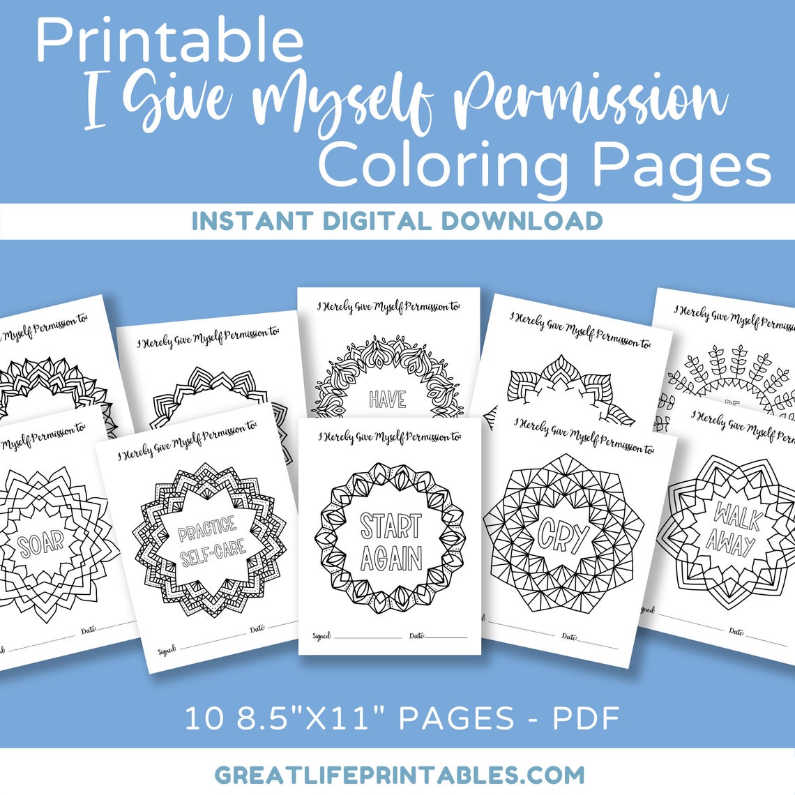 Printable Permission Slip Coloring Pages Vol 2, Gift for Moms, Adult ...