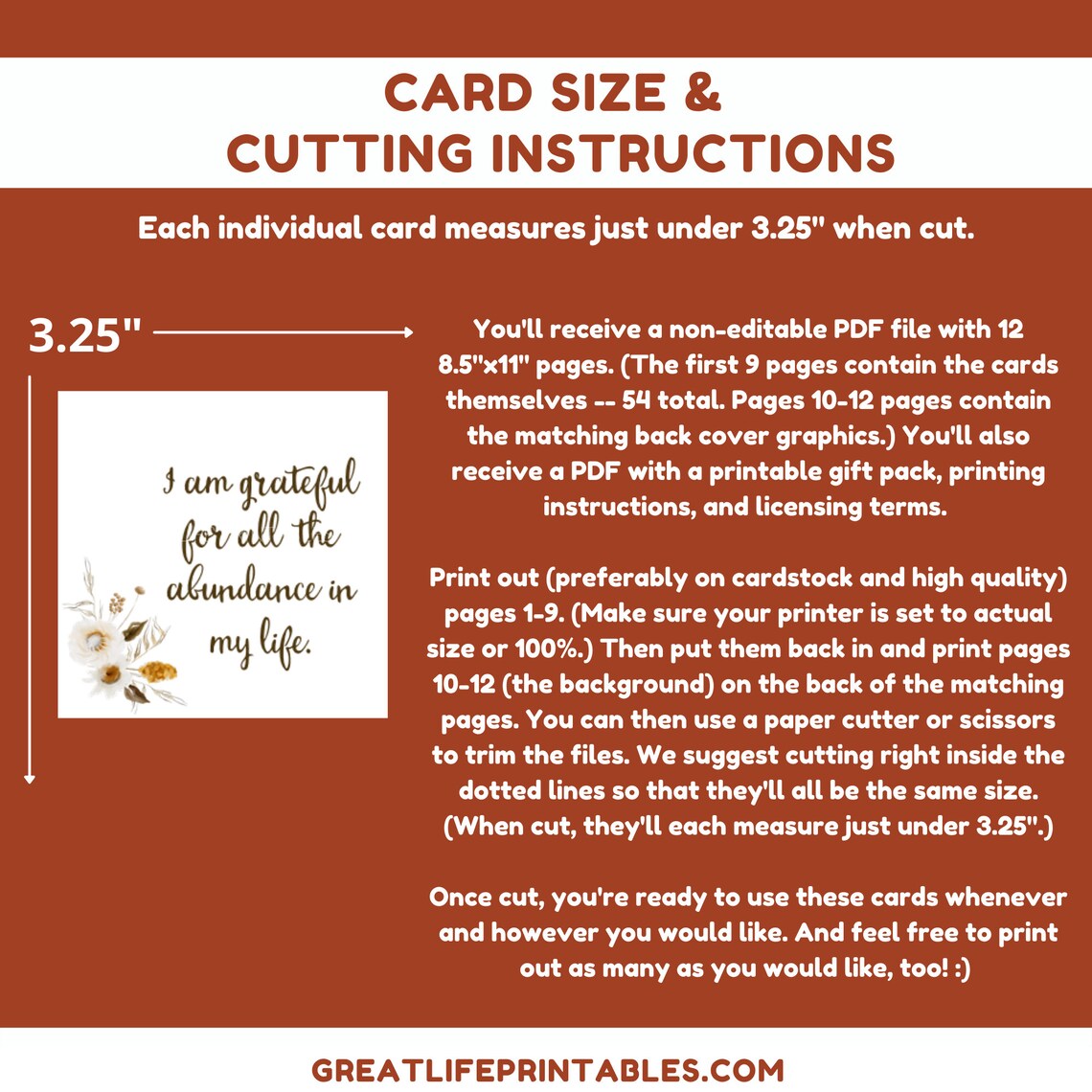 Printable Gratitude Card Deck, Gratitude Affirmations, Autumn ...