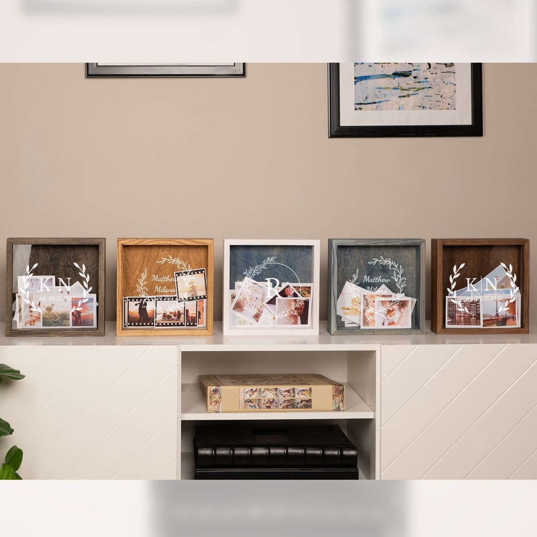 Photo Collection Box as Anniversary Gift for Her, Wooden Photo Display ...